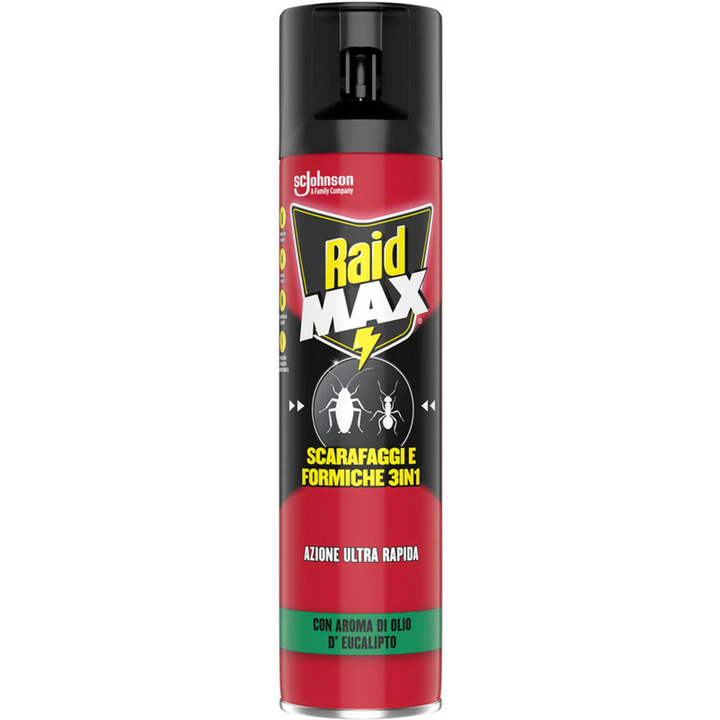 Raid max insecticide spray cockroaches and ants 3in1 ultra rapid actio
